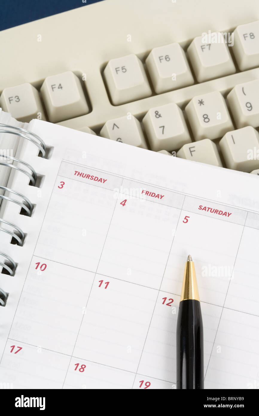 calendar and computer keyboard close up Stock Photo - Alamy