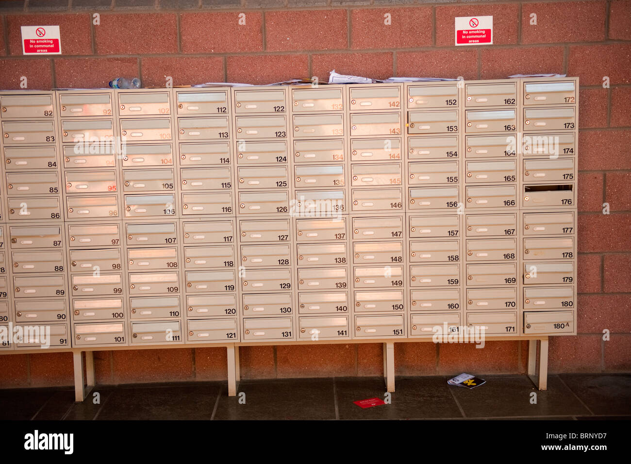 Mail boxes for large block of apartments Stock Photo - Alamy