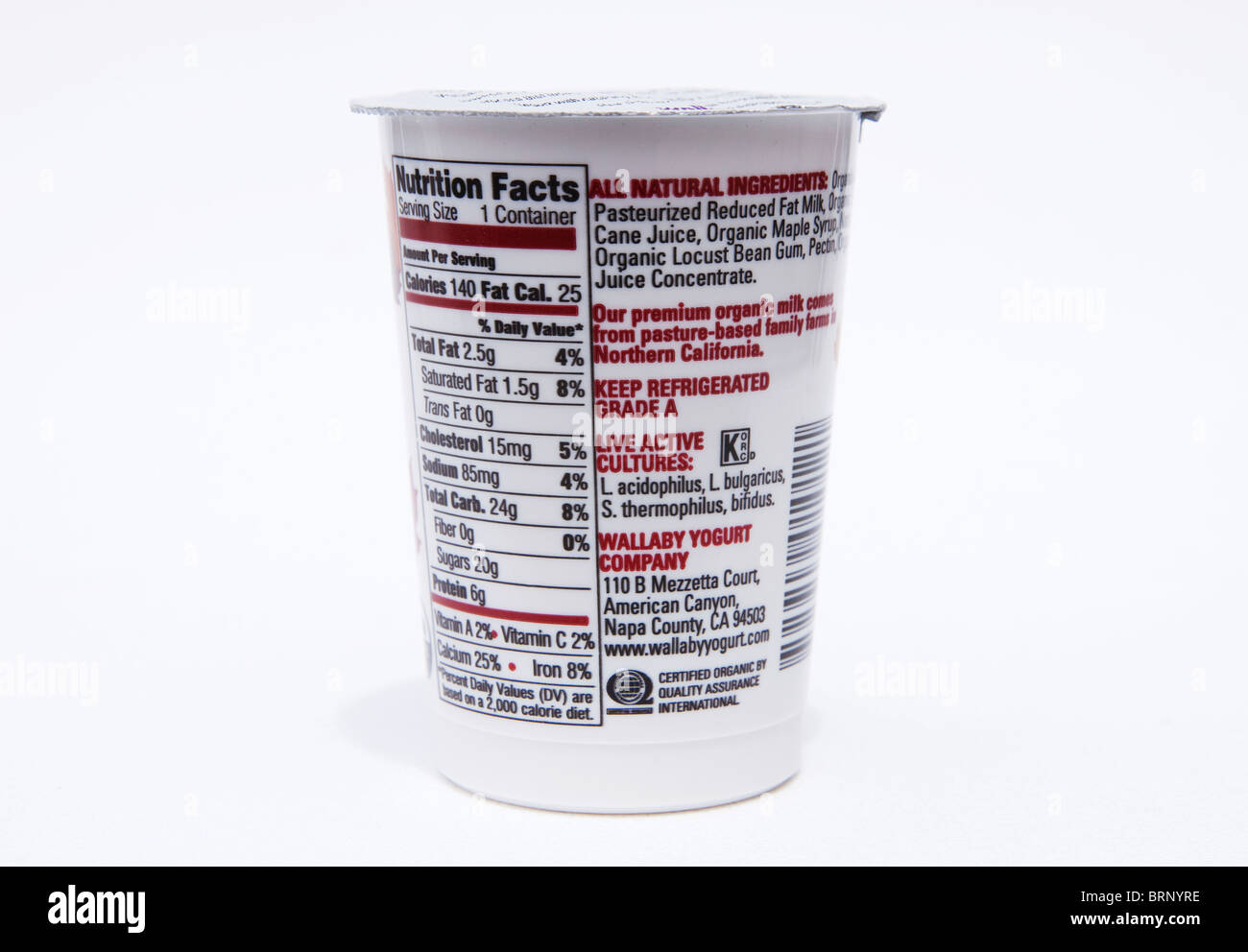 Yogurt containing 4 different types of live active cultures Stock Photo ... Yogurt containing 4 different types of live active cultures Stock Photo ...