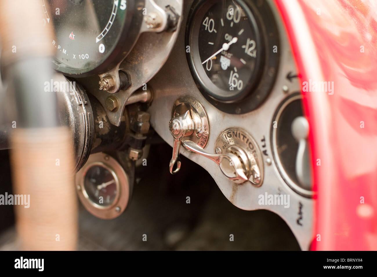Bentley Napier classic racing car Red dashboard Stock Photo - Alamy