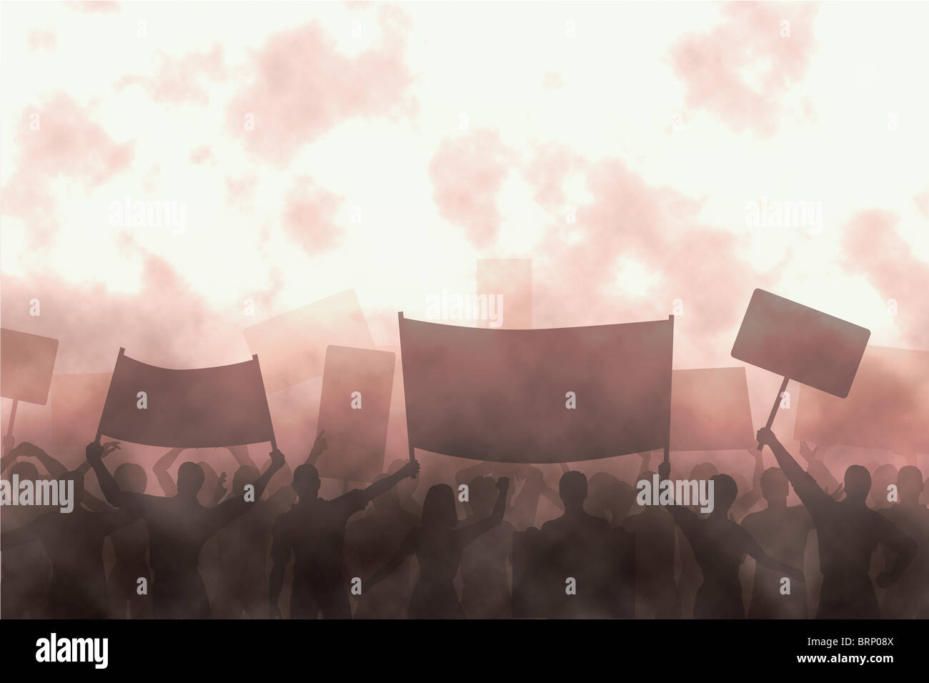 Illustration of a group of angry protesters Stock Photo - Alamy