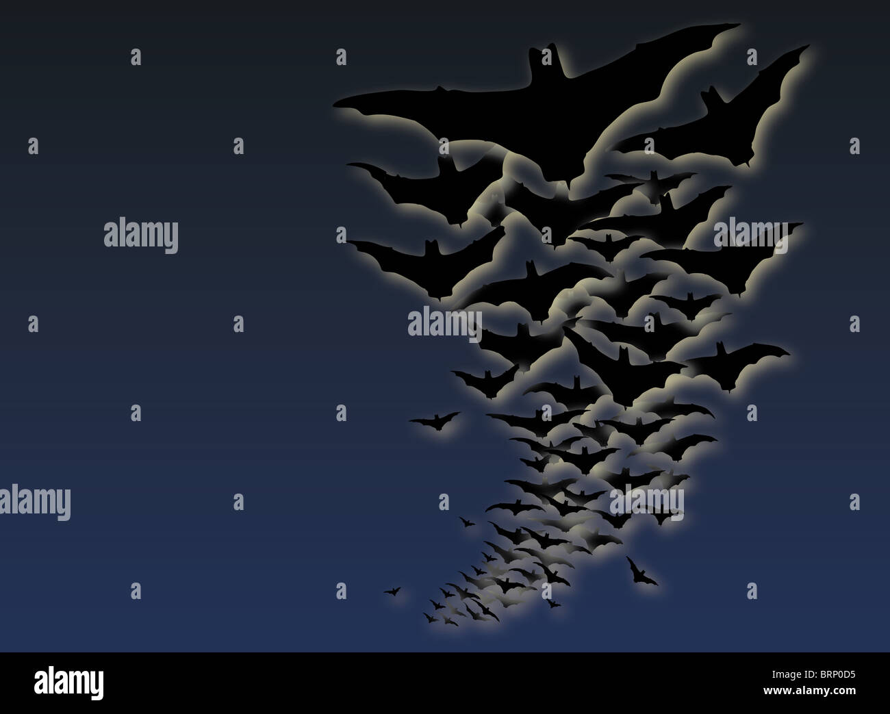 Illustrated design of dark flying bat silhouettes Stock Photo - Alamy