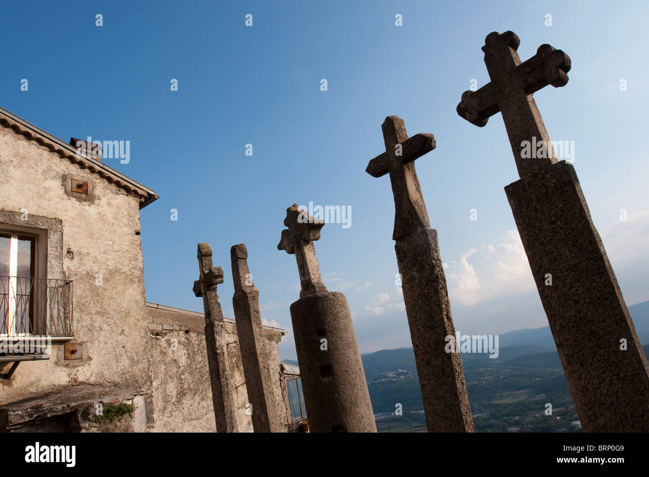 old Italian rural town village Pesche Molise Italy Stock Photo - Alamy