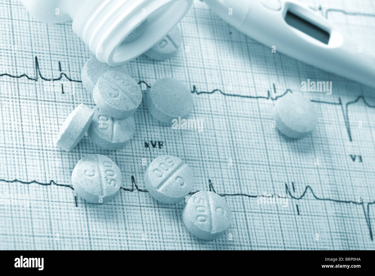 pills on the cardiogram Stock Photo - Alamy