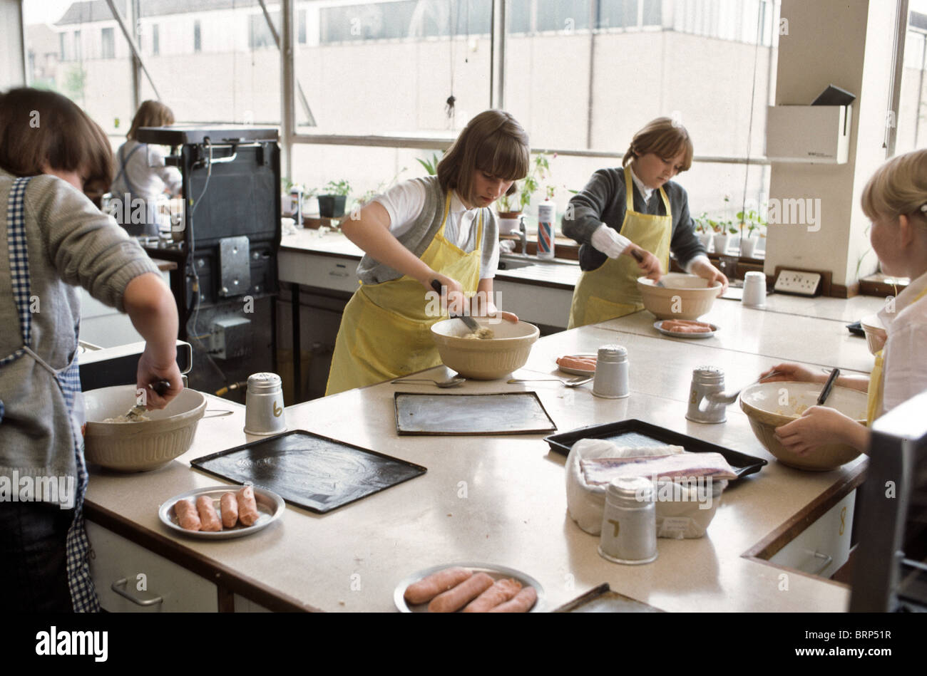 Historical image of girls in cooking class at Secondary school Stock ...