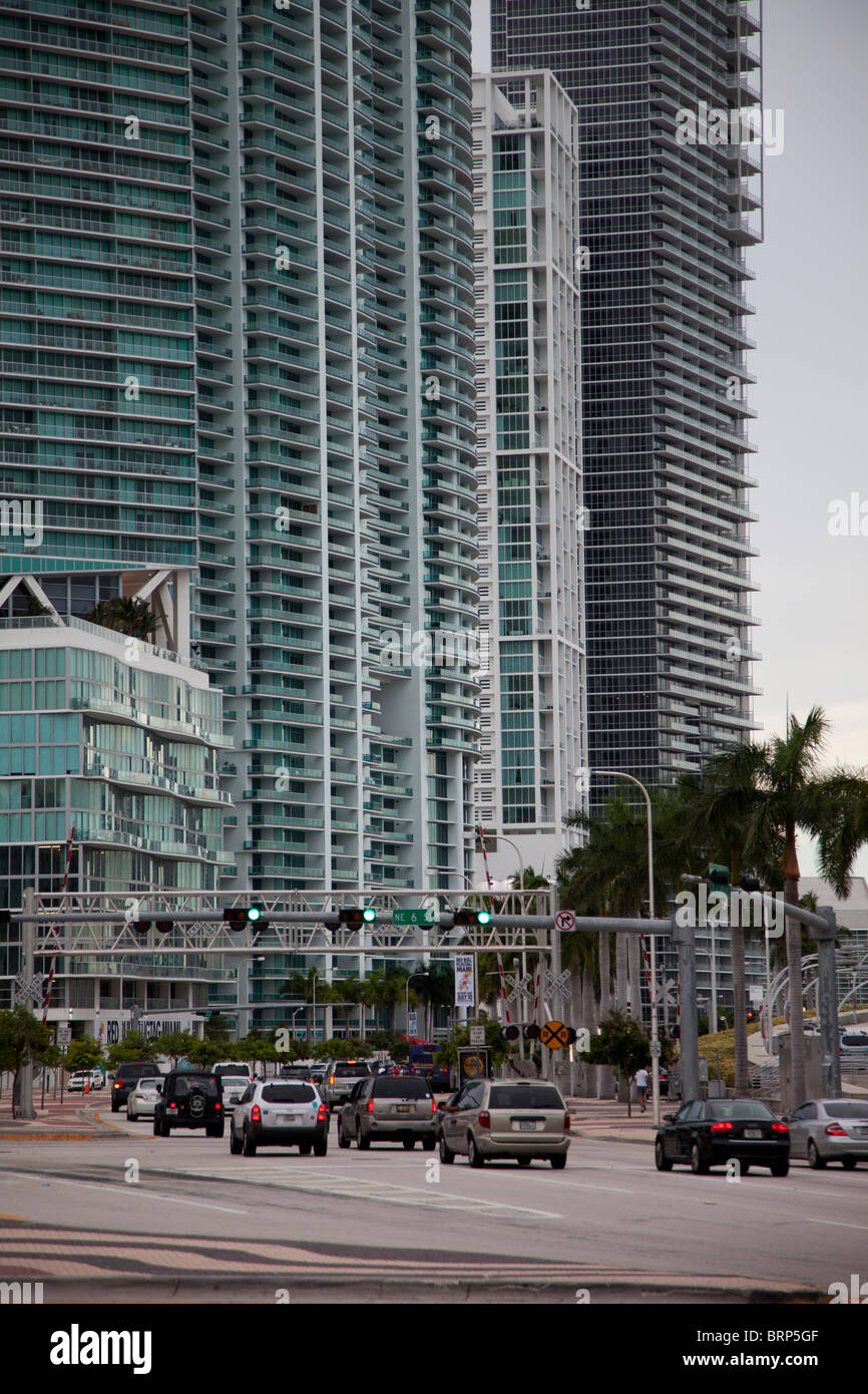 The high-rise buildings in downtown Miami Stock Photo - Alamy