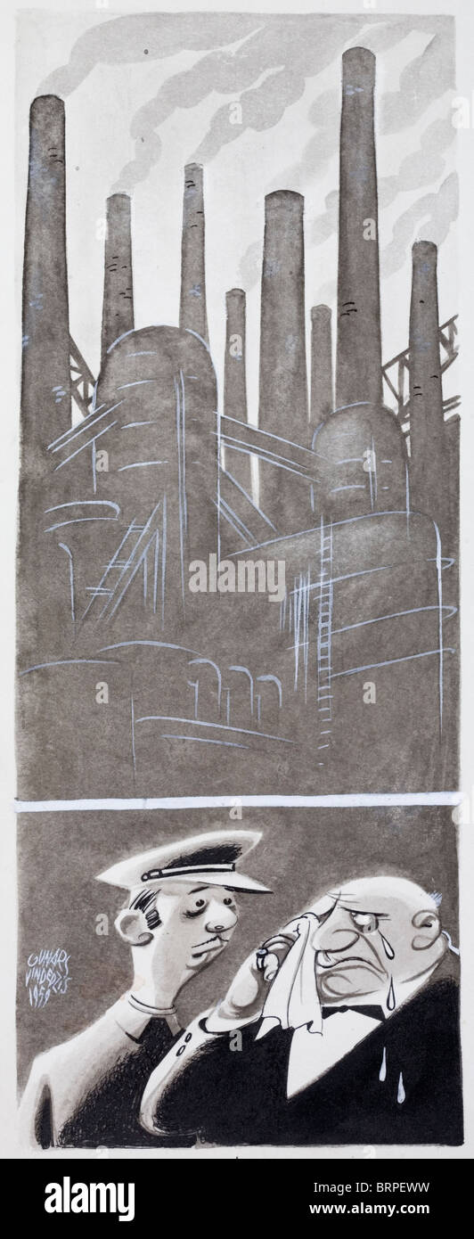 Soviet propoganda cartoon. Capitalist weeping over the loss of his ...