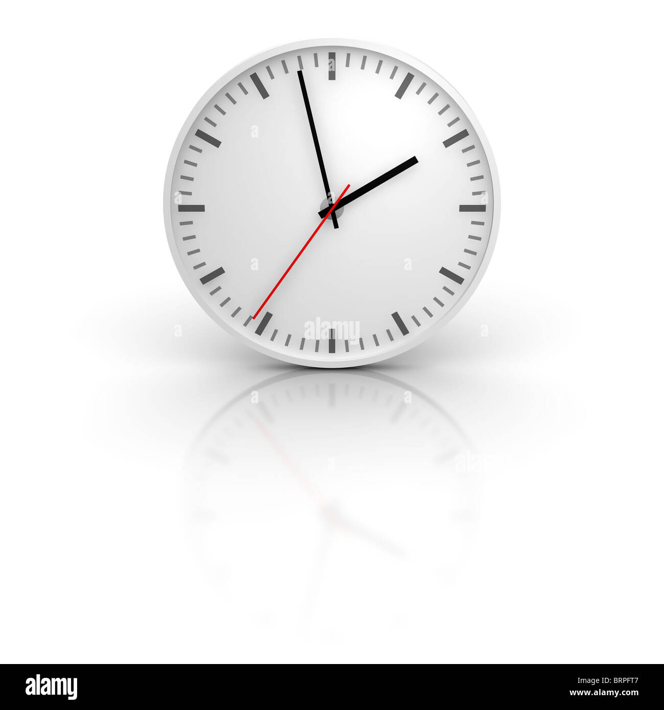 White clock with reflection. 3d rendered illustration Stock Photo - Alamy