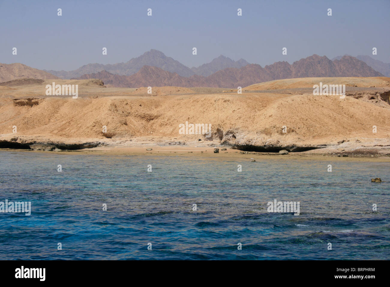 The Red Sea and arid landscape of the Sinai Peninsula, Ras Mohammed ...
