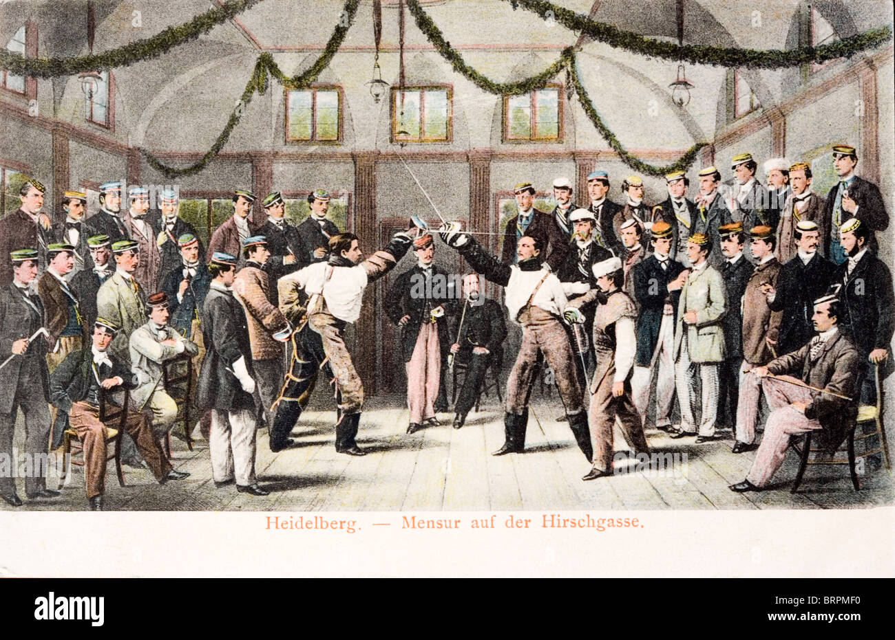 Early 20th century postcard of Heidelberg University students fencing ...