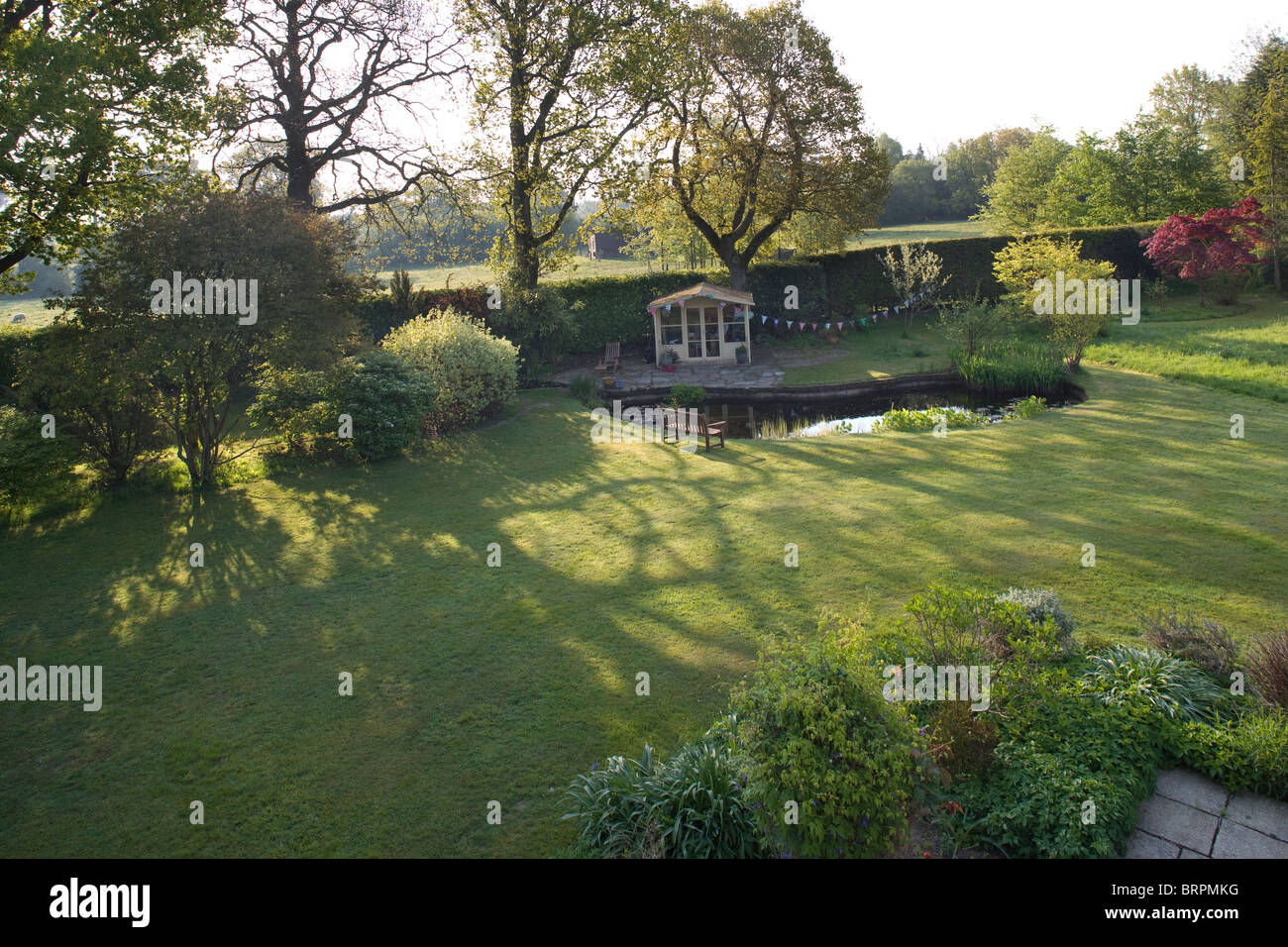 Early morning country garden, Sussex England UK Stock Photo - Alamy
