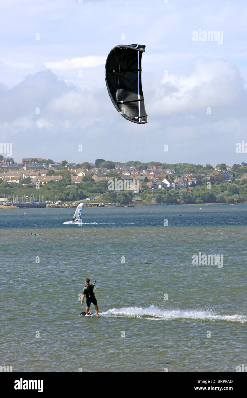 A man kite surfing in Portland Bay Dorset Stock Photo - Alamy