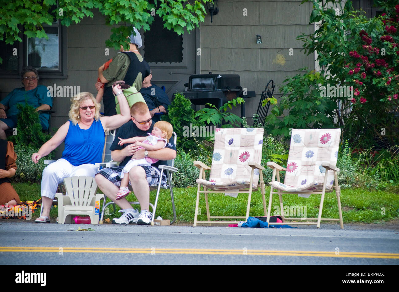 Small town patriotic parade spectators Stock Photo - Alamy