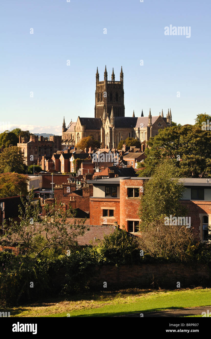 Worcester Cathedral from Fort Royal Park, Worcestershire, England, UK ...