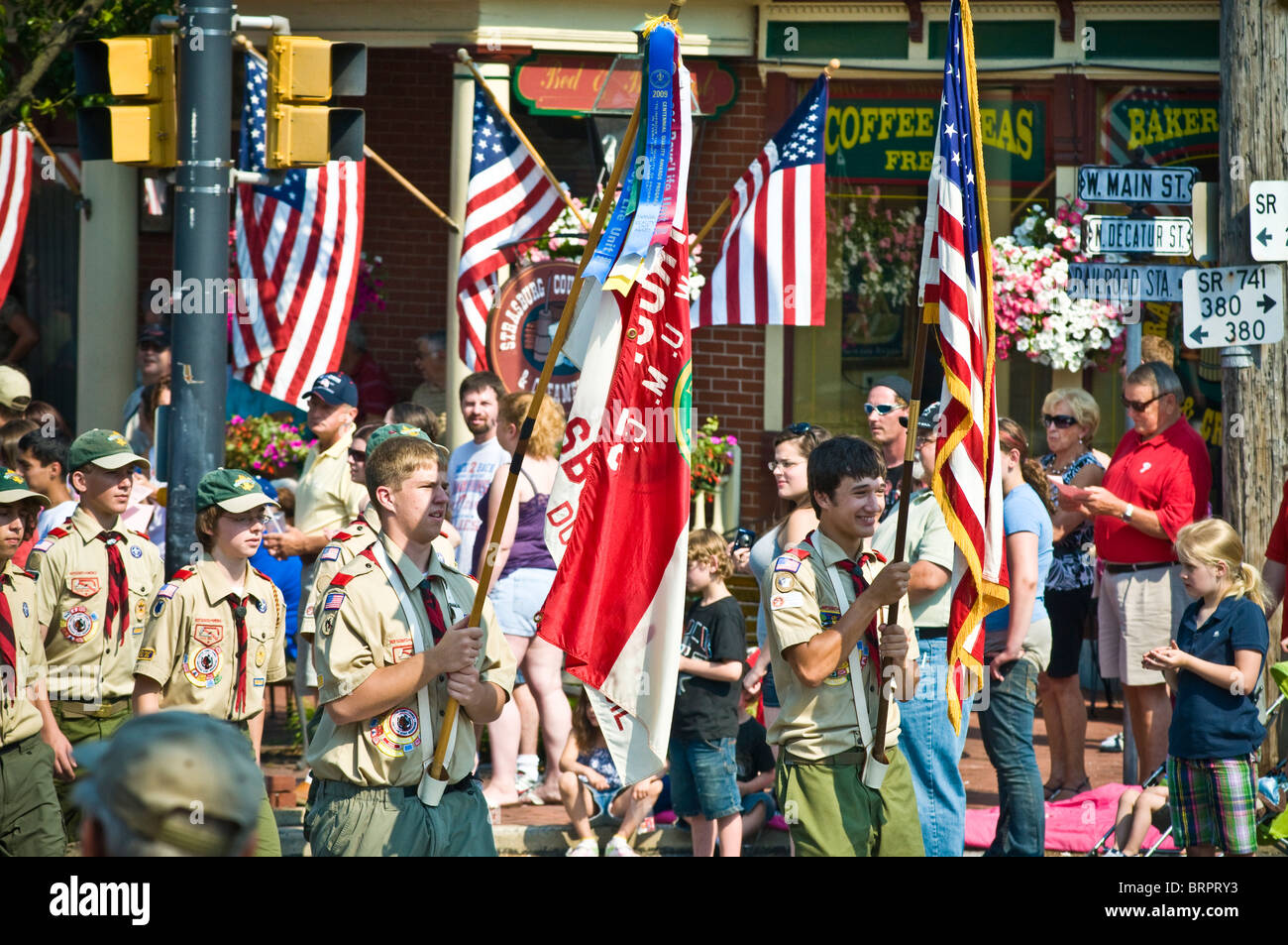 Boy Scouts, flags Stock Photo - Alamy