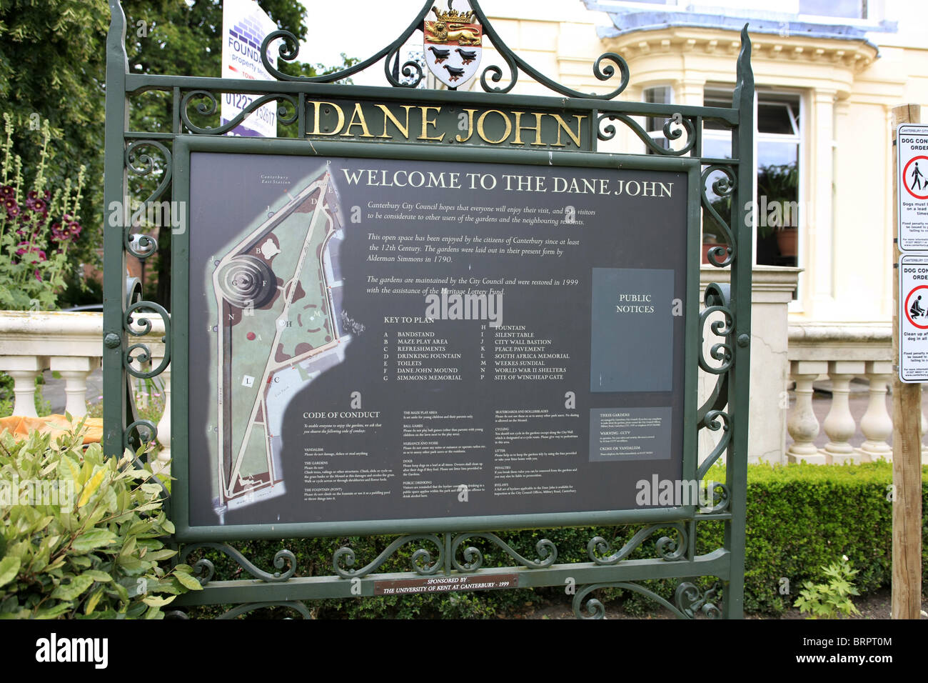 Dane John Park welcome sign in Canterbury Kent Stock Photo - Alamy