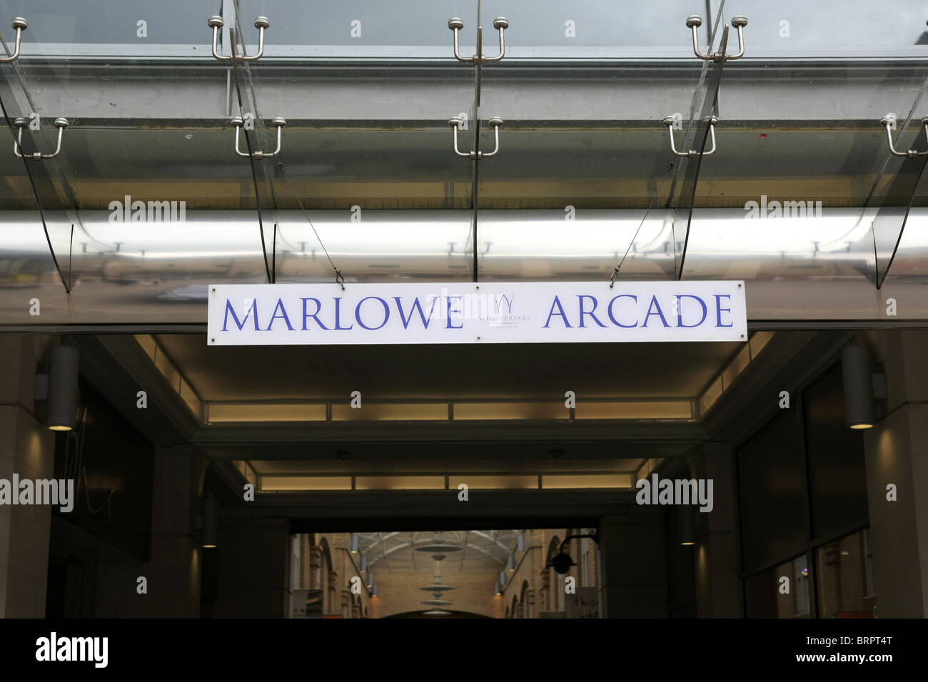 Marlowe Arcade Overhead sign in Canterbury Kent Stock Photo - Alamy