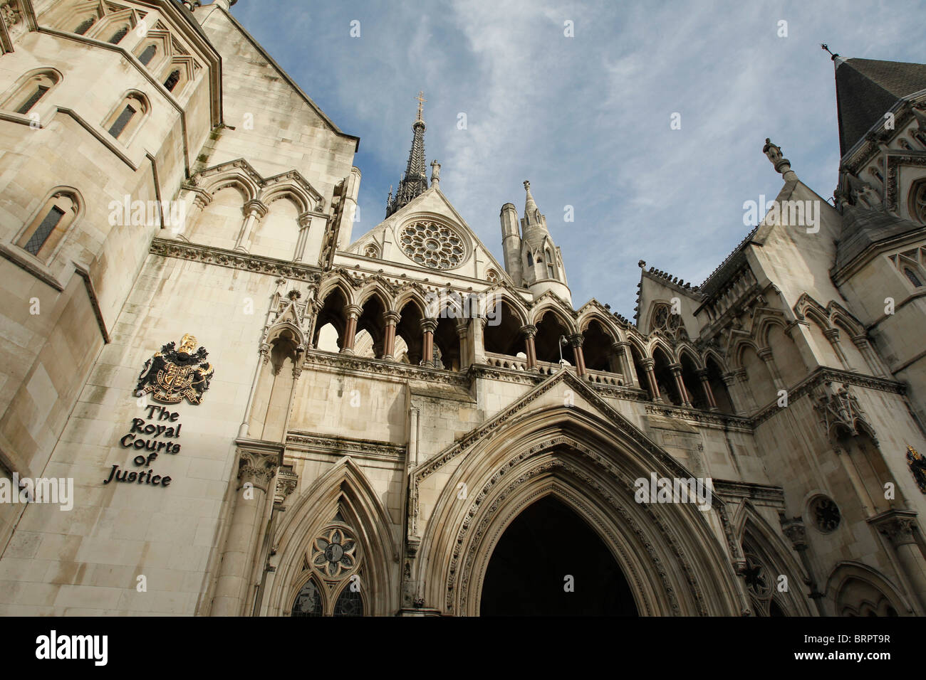 The front entrance of The Royal Courts of Justice, also known as the ...