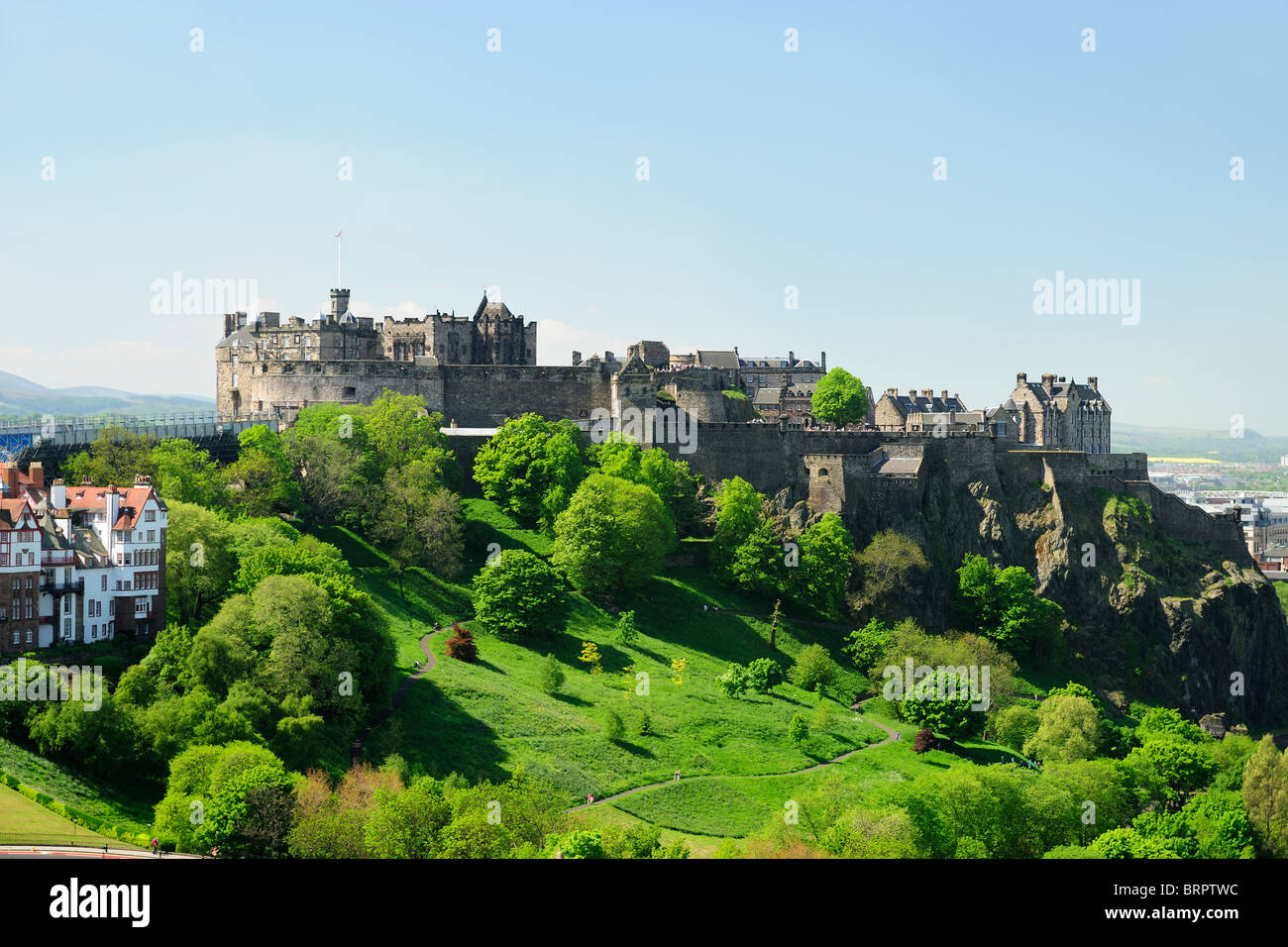 Edinburgh Castle and The Mound from the Scott Monument in Princes ...