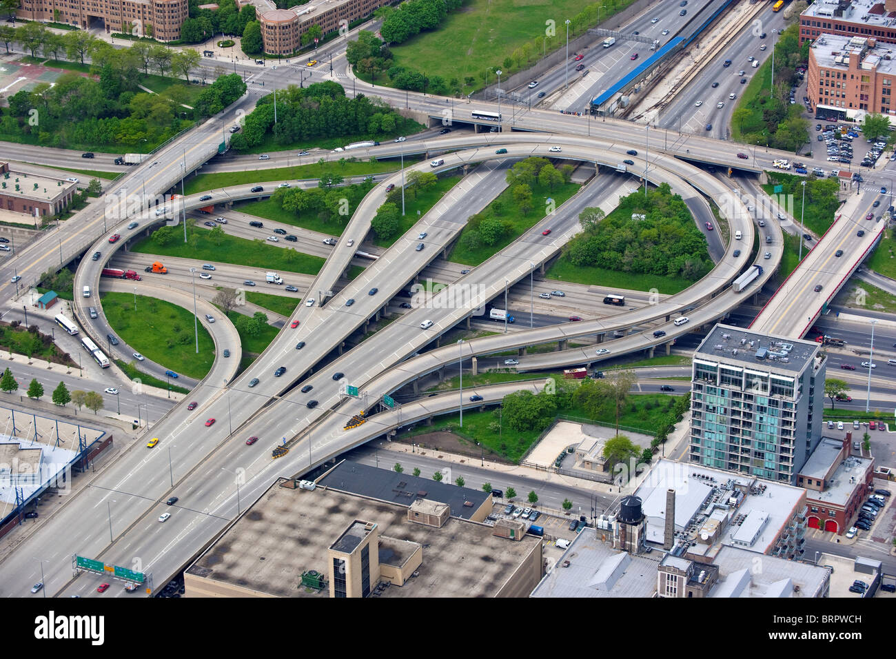 Interchange, Chicago. Road, traffic. Illinois, USA Stock Photo - Alamy