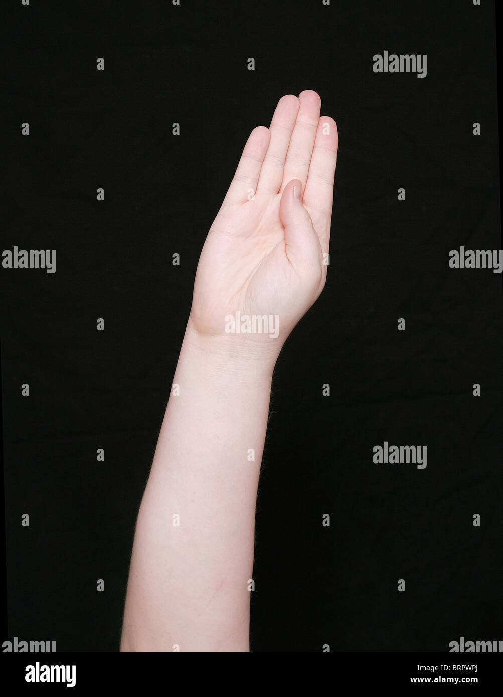 the letter b in sign language on a black background Stock Photo - Alamy