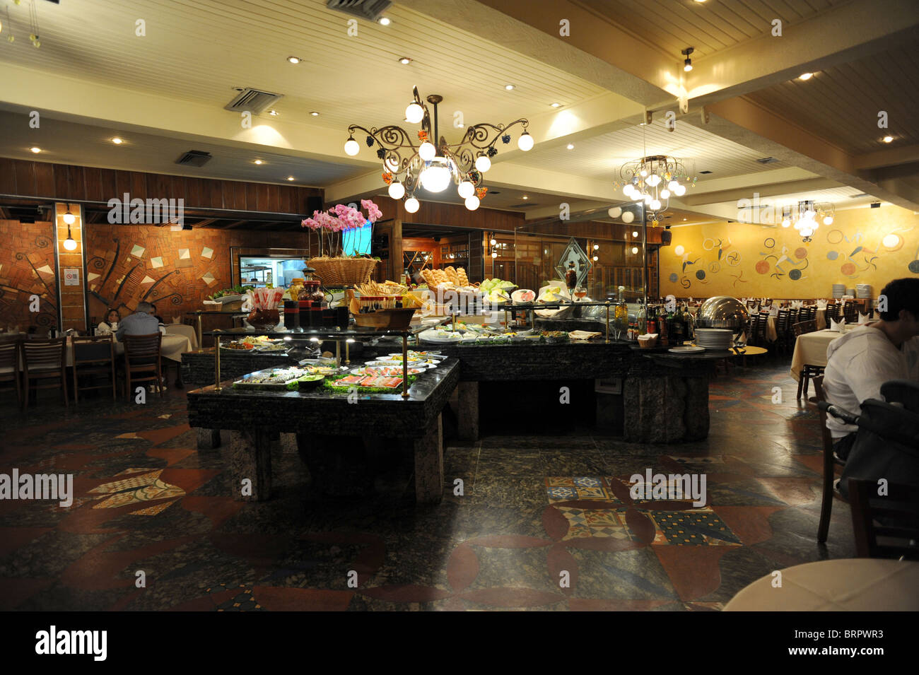 Salad bar inside a traditional Brazilian barbecue restaurant in Rio ...