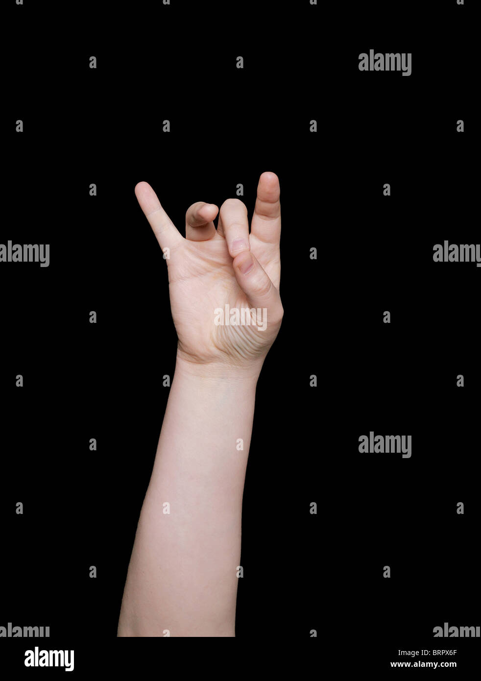 the number eight in sign language on a black background Stock Photo - Alamy