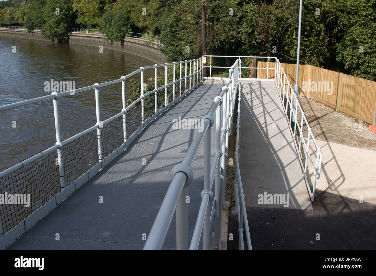 disabled cyclist access river crossing fence rail Stock Photo - Alamy