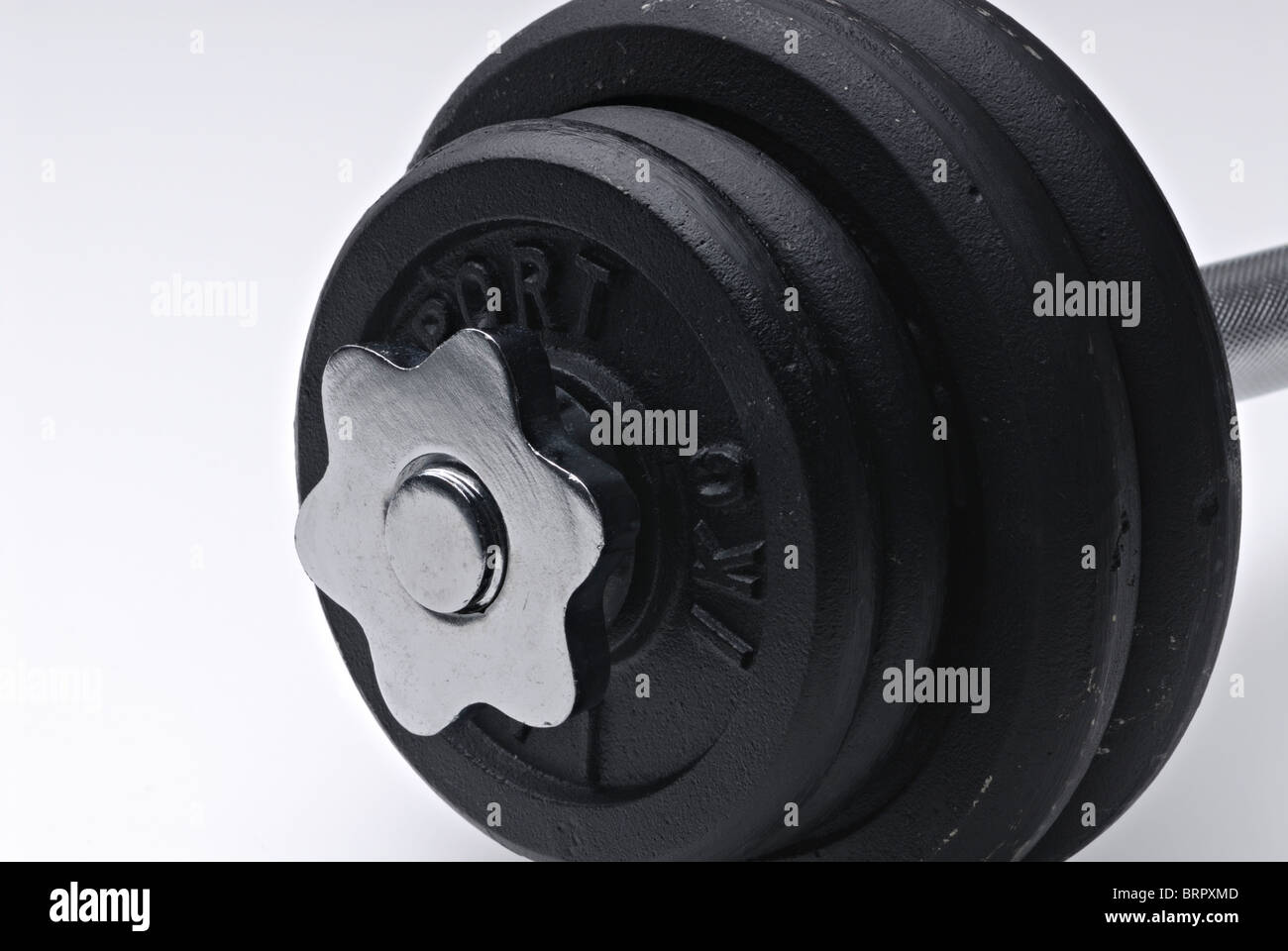 Chromed mounting Screw barbell and plates Stock Photo - Alamy