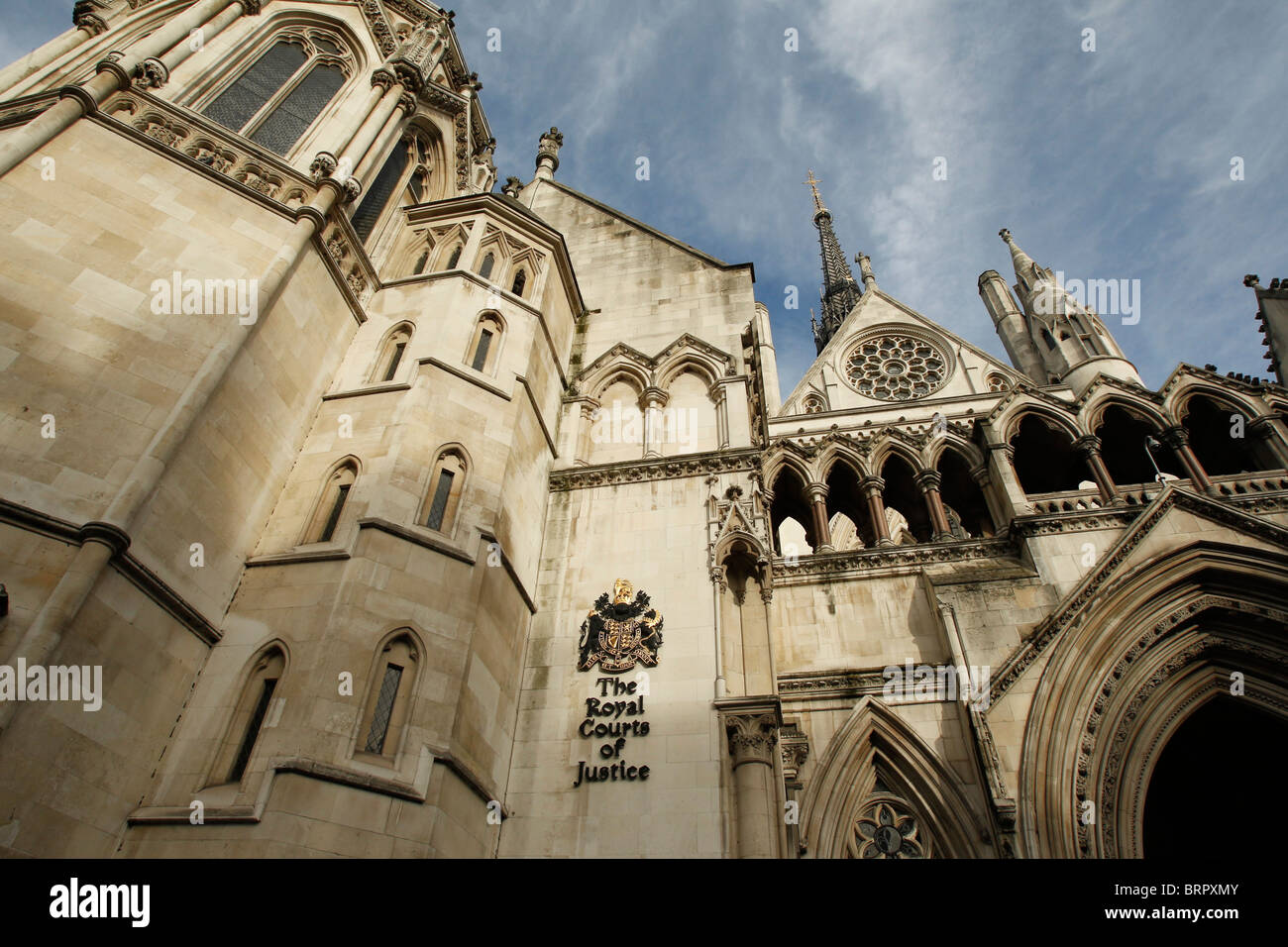 The front entrance of The Royal Courts of Justice, also known as the ...