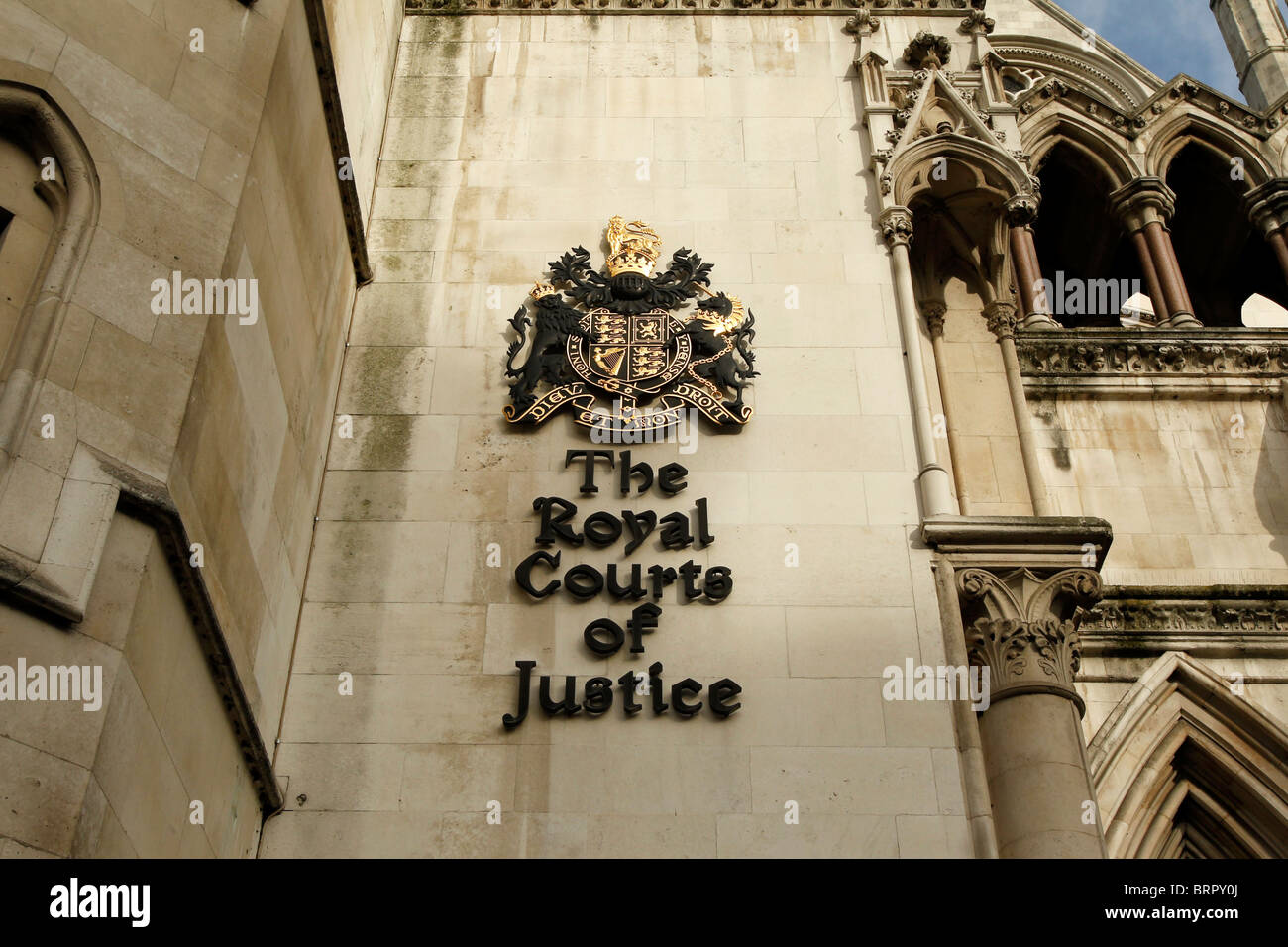 The front entrance of The Royal Courts of Justice, also known as the ...