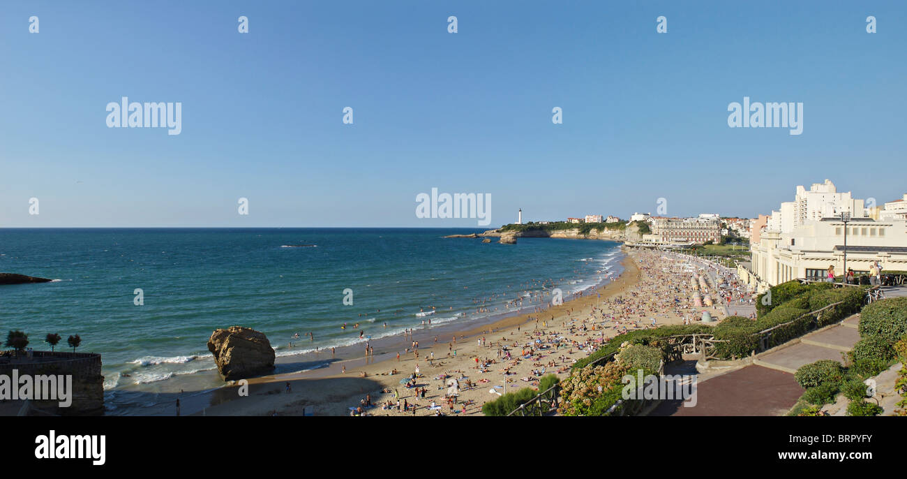 Biarritz Grand Plage summer panorama, France, Europe Stock Photo - Alamy
