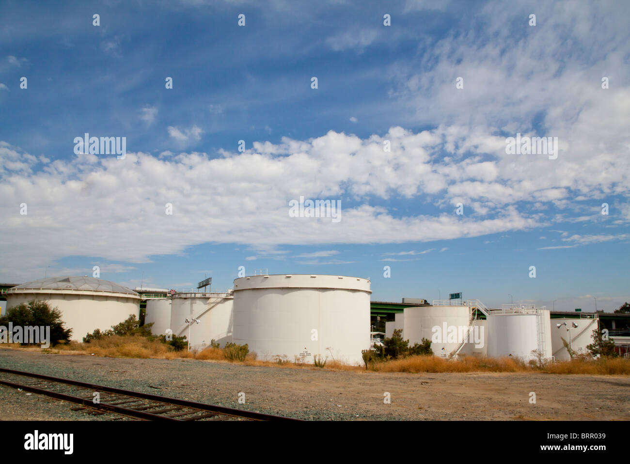 A tank farm next to a freeway in Sacramento California Stock Photo - Alamy