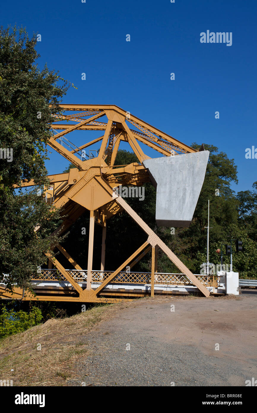 A counter weight on a Sacramento River Drawbridge in California near ...