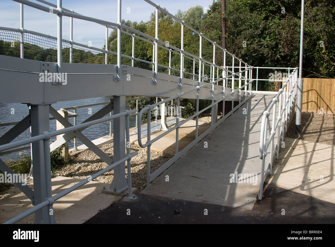 disabled cyclist access river crossing fence rail Stock Photo - Alamy