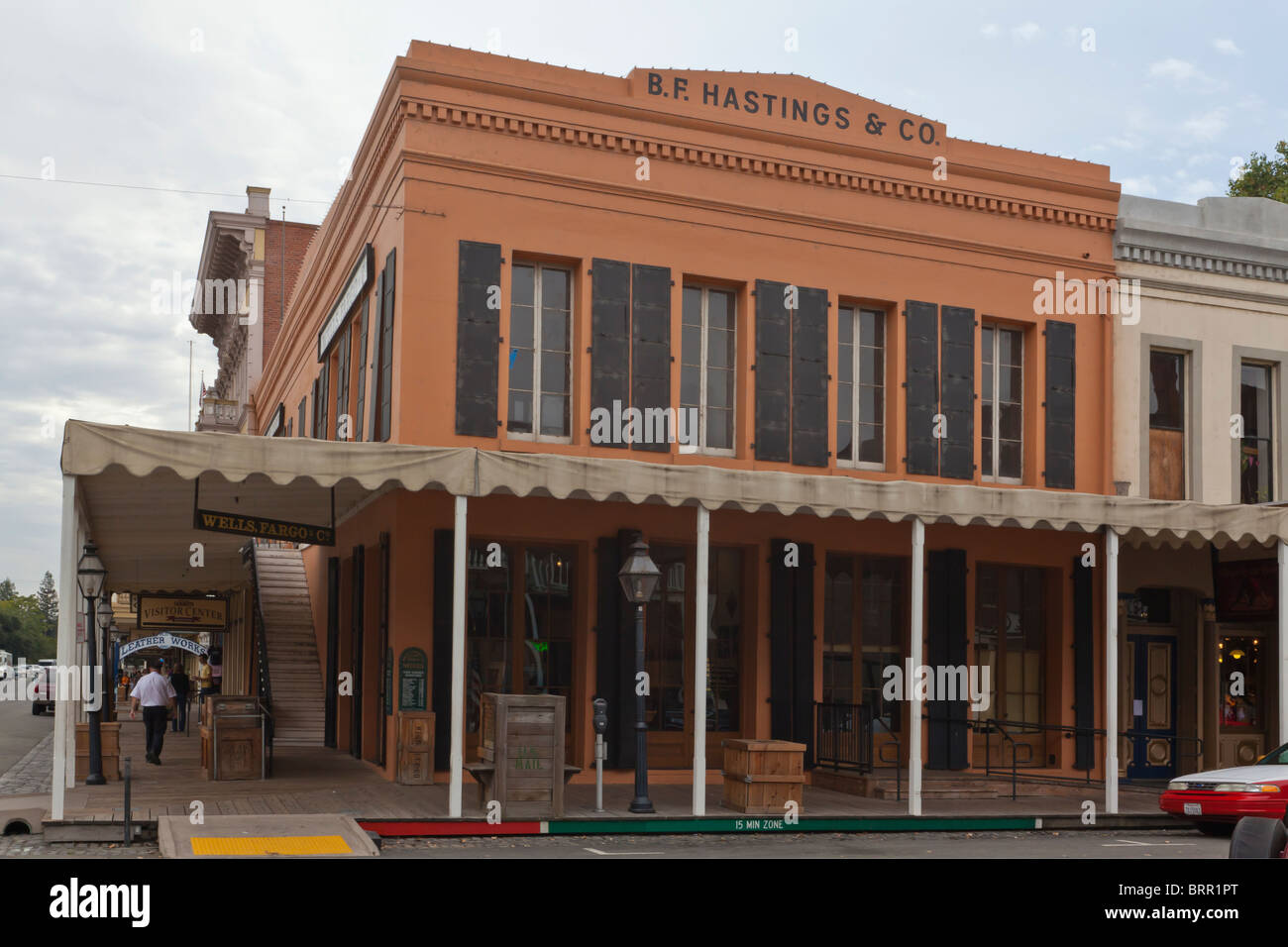 Storefront and sidewalks in Old Town Sacramento California Stock Photo ...