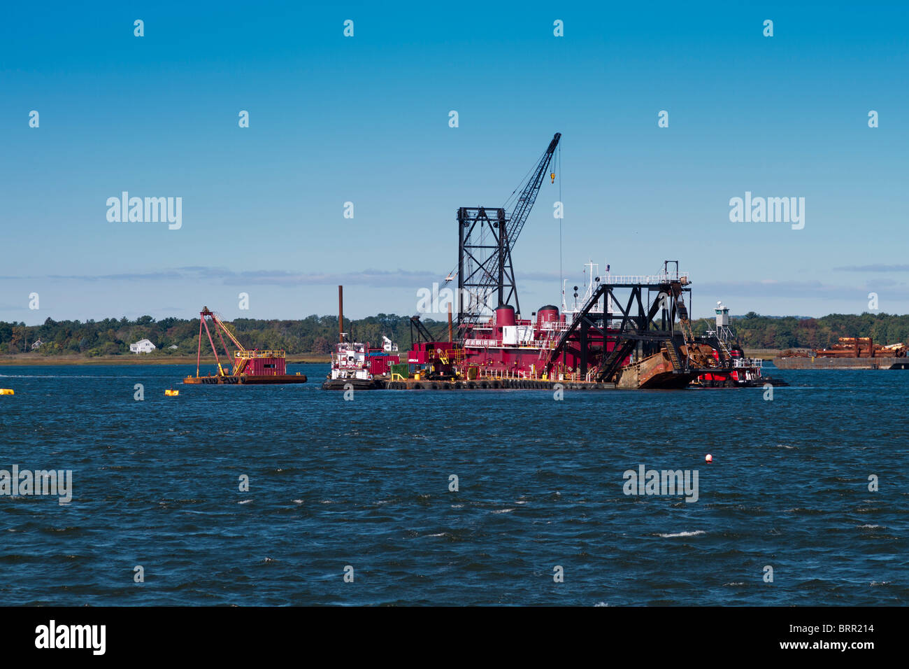 Ocean Dredging Barge on the Merrimack River Stock Photo - Alamy