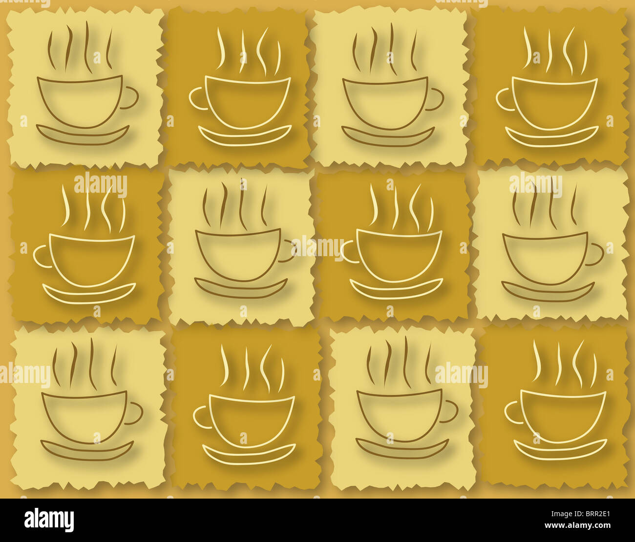 Background illustrated design of coffee cups and shadows Stock Photo ...
