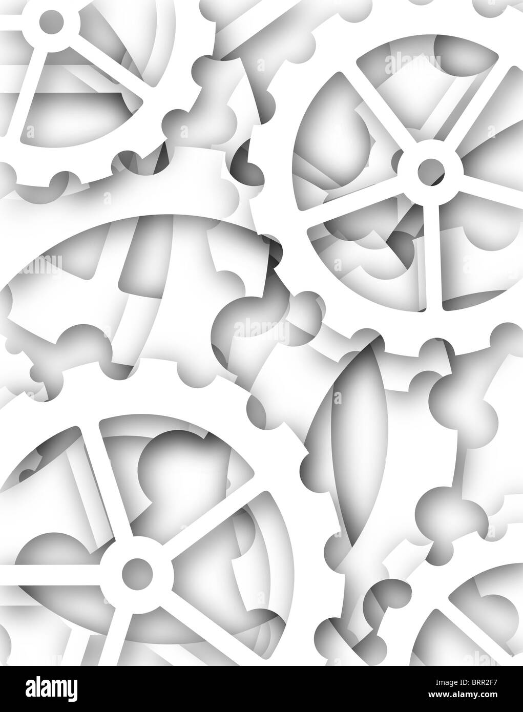 Illustrated background of white cutout cogs and wheels Stock Photo - Alamy