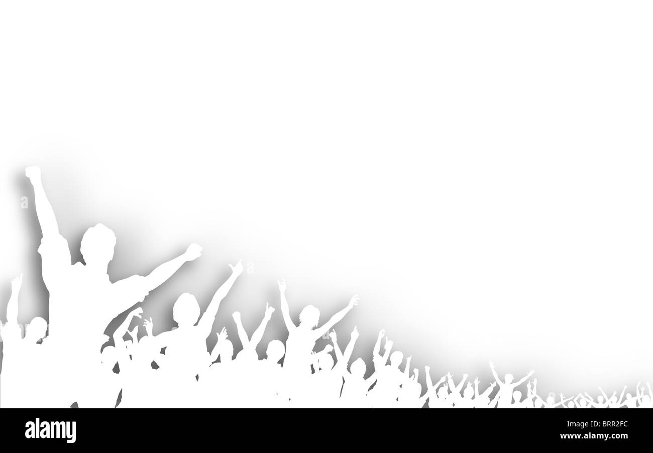 Illustration of a white cutout crowd silhouette Stock Photo - Alamy