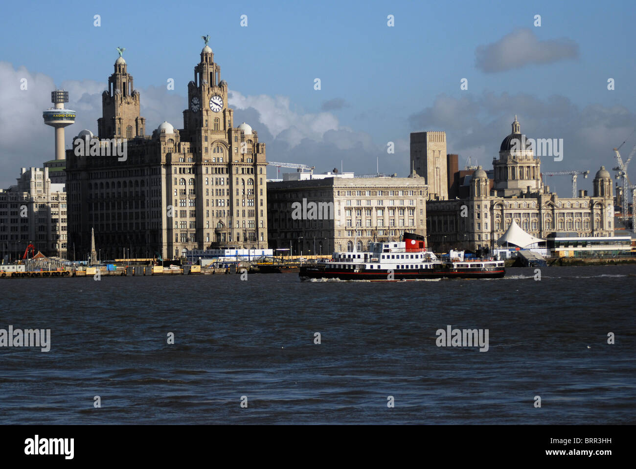 The 'Three Graces' overlooking the Liverpool waterfront:, Merseyside ...