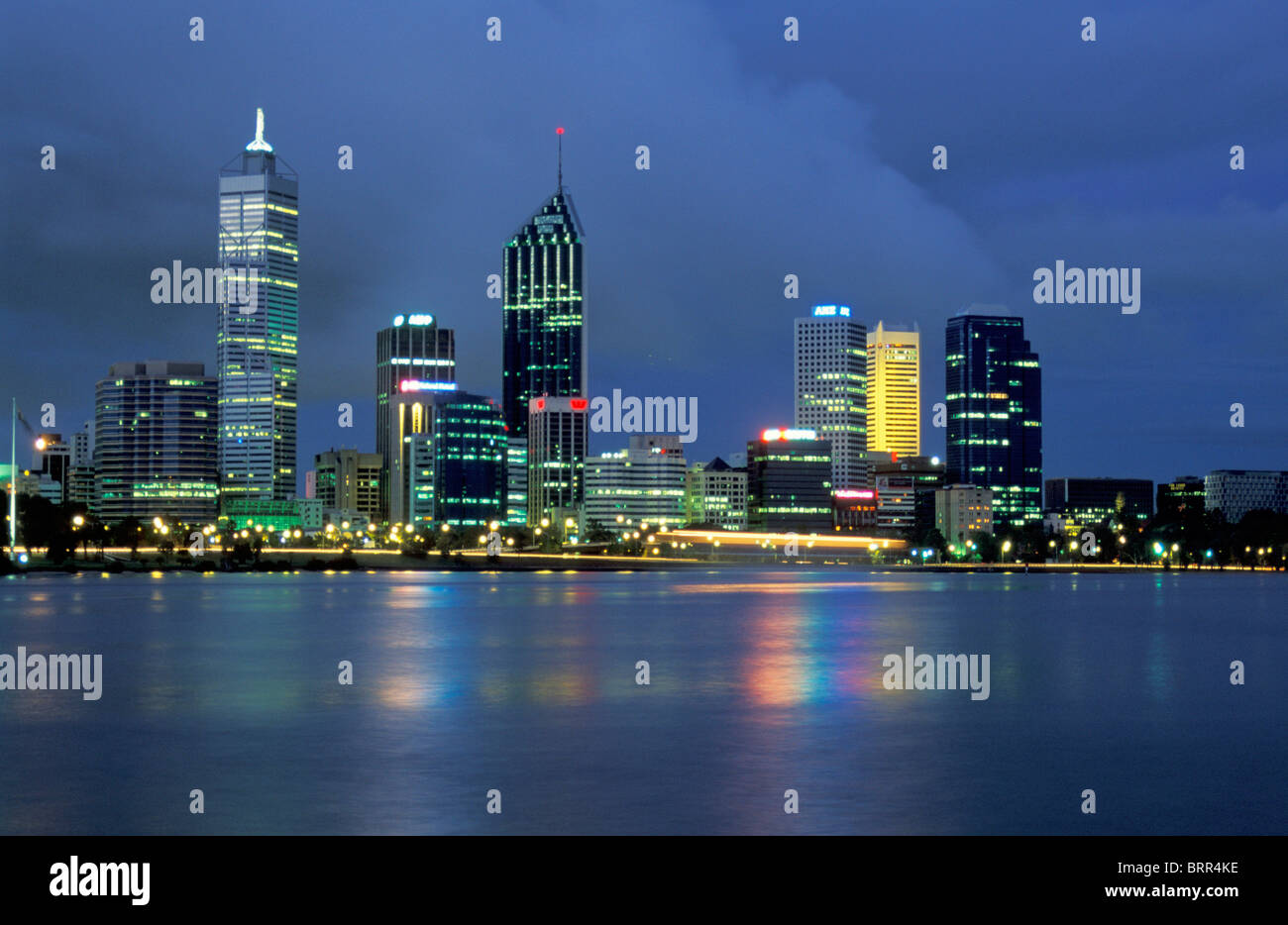 Perth city skyline and harbour by night Stock Photo - Alamy