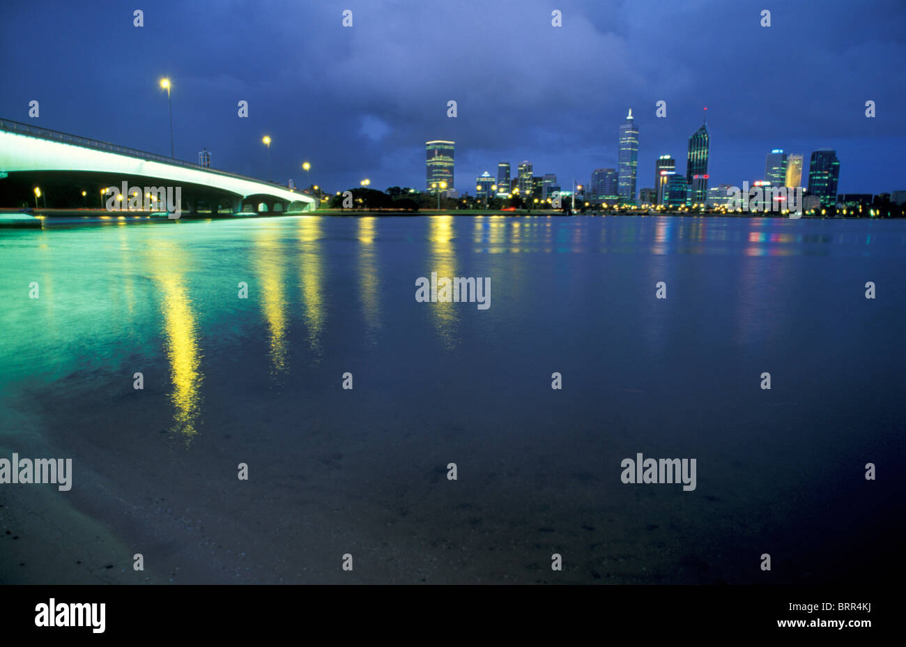 Perth city skyline and bridge at night Stock Photo - Alamy
