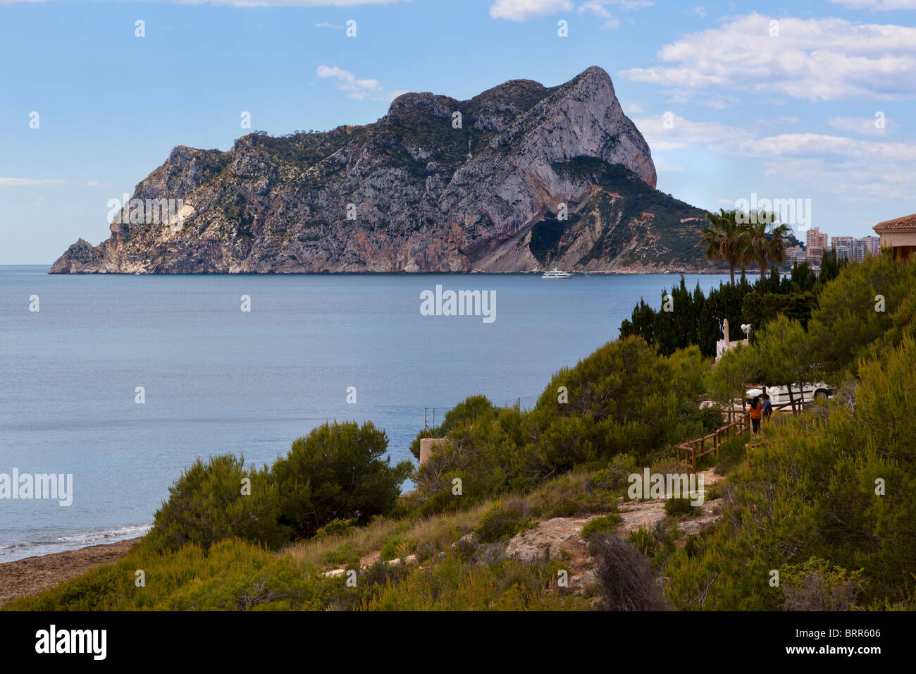 Calpe. Part view of the footpaths along the north coast of Calpe, with ...