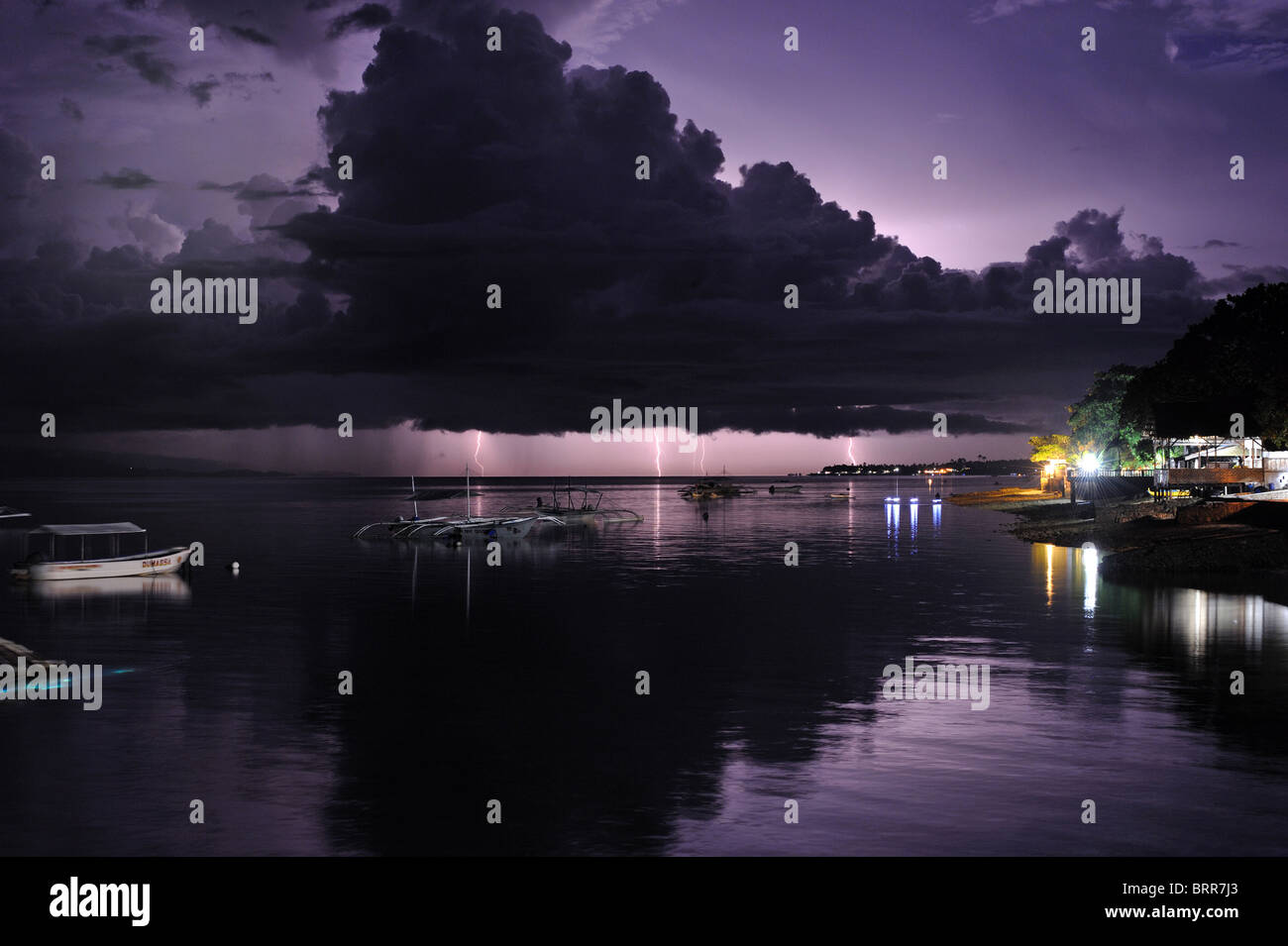 Moalboal Cebu Province Thunder Lightning Storm Tanon Strait Philippines ...