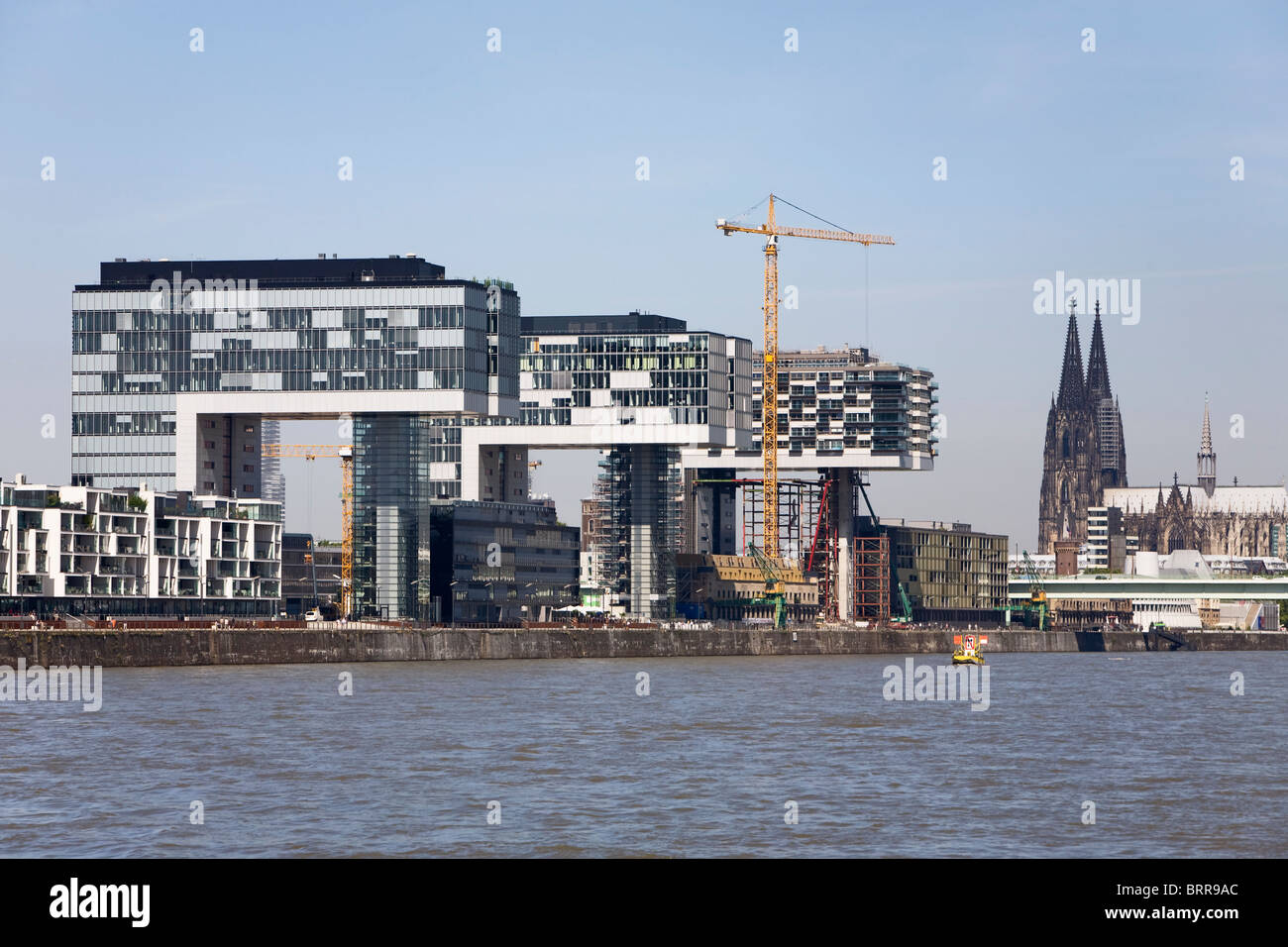 New office buildings, Crane Houses and Cathedral, Cologne, Rhineland ...