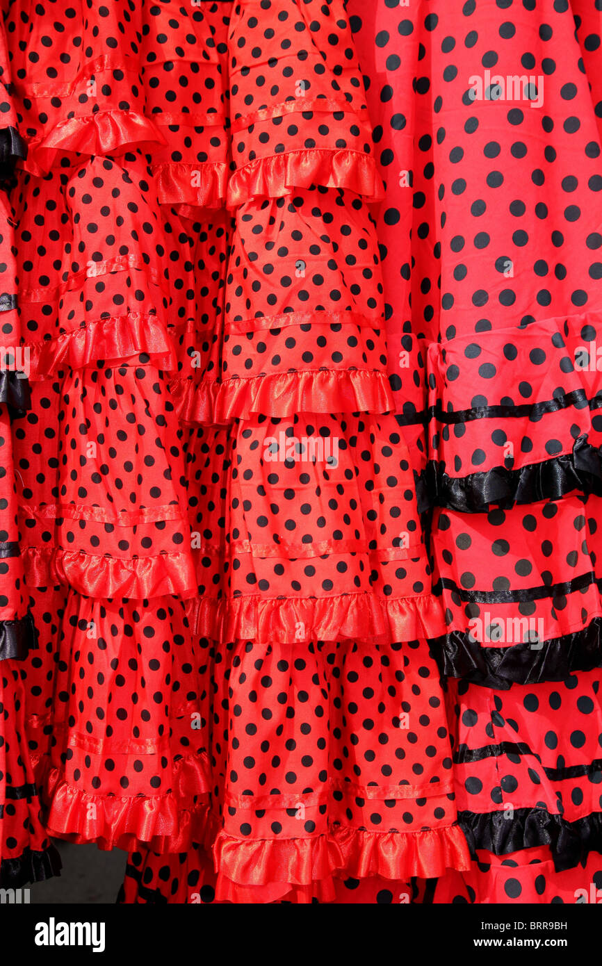 Gypsy red spots dress texture background typical from Andalusia Spain ...