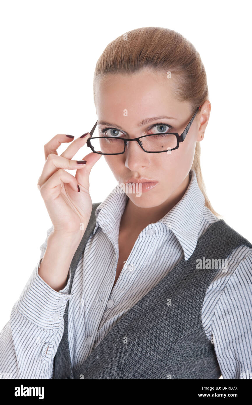 Business girl wearing spectacles Stock Photo - Alamy