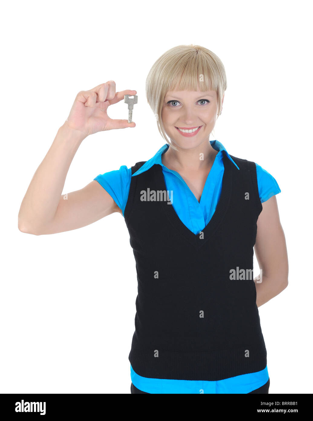 beautiful girl with the key in his hand Stock Photo - Alamy
