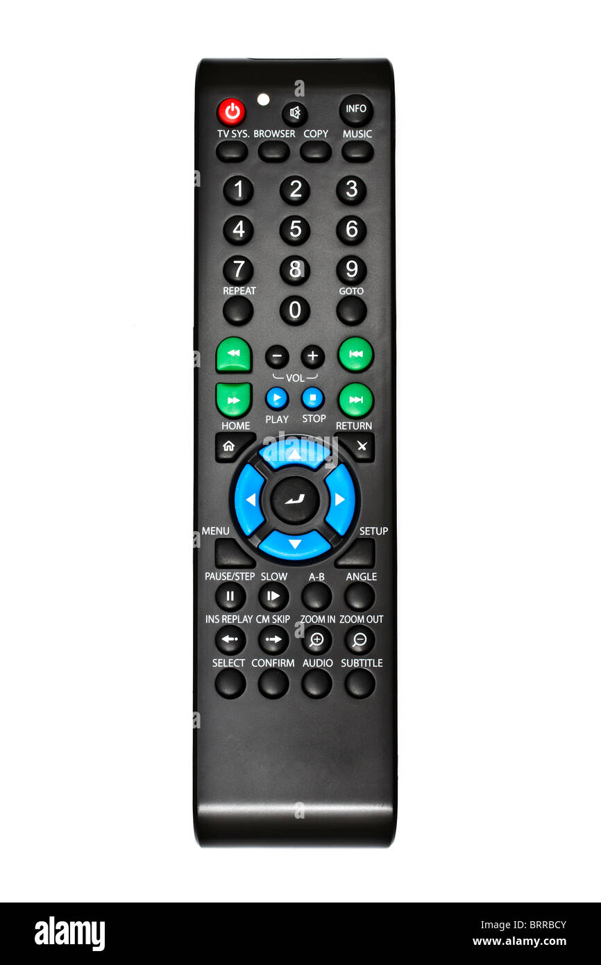 Black remote control isolated on white background Stock Photo - Alamy
